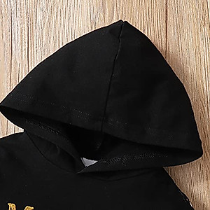 SOBOWO Toddler Baby Girl Clothes Mama's Mini Floral Hoodie Top Floral Long Pants 2Pcs Fall Winter Outfits (Mama's Mini Black, 18-24 Months)