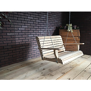 Generic 3FT Cypress Roll Porch Swing Made in USA with Hanging Hardware Apartment Size Swing, Unfinished Natural Wood Tone