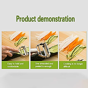 KYJD Stainless Steel Double-Head Double-Sided Multi-Function Shredder, Plane, Potato, Cucumber, Onion, Vegetable and Fruit Peeling Knife, one Pack