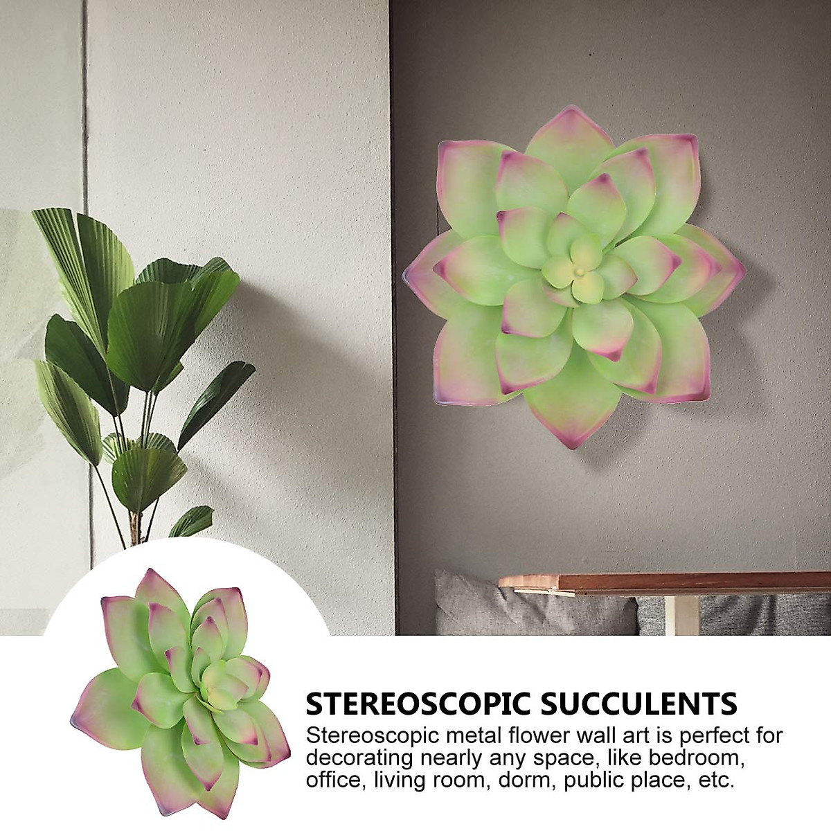 HEMOTON 1PC Succulent Wall Hanging Handmade Plants Wall Decor 3D Plants Pendant Decorative Plants Wall Art Decoration for Store Home Office Garden(Green)