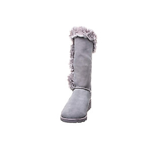 BEARPAW Women's Genevieve Gray Fog Size 10 | Women's Boot Classic Suede | Women's Slip On Boot | Comfortable Winter Boot