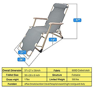 Livebest Set of 2 Lounge Chairs Folding Cot 2-in-1 Portable Reclining Beach Chair for Yard Garden Pool