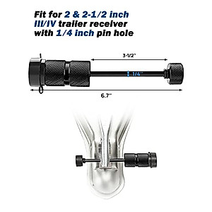 JOYTUTUS Trailer Hitch Lock, 1/4" Dia 3-1/2” Long Pin, with 2 Keys 2 O-Rings, for Trailer Truck Car Boat, Anti-Theft and Waterproof Towing Hitch Lock