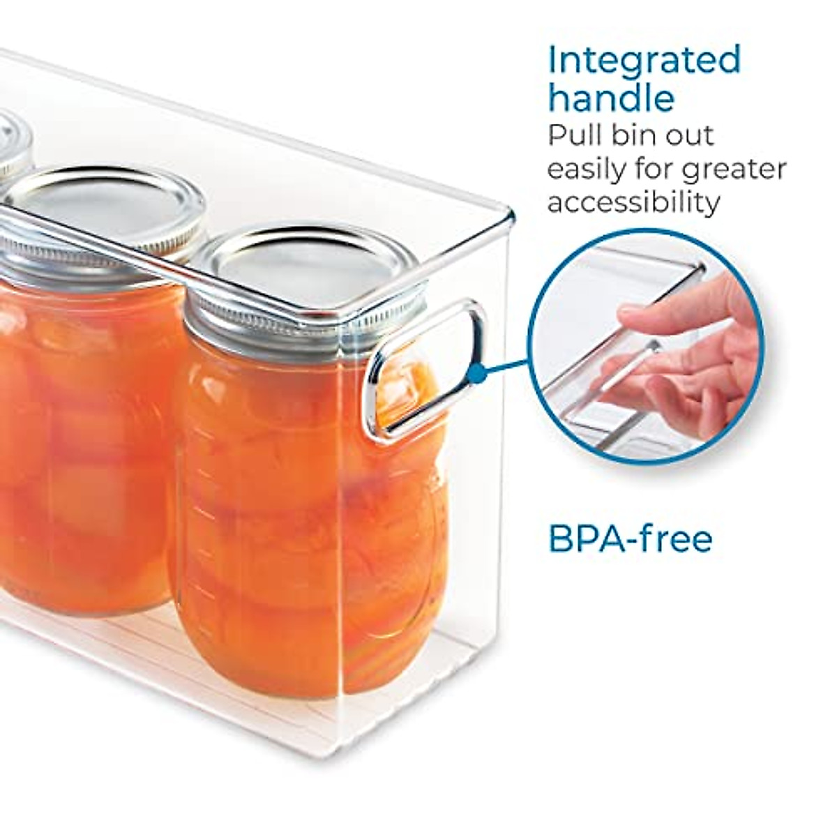 iDesign BPA-Free Plastic Pantry and Kitchen Storage, Freezer and Fridge Organizer Bin with Easy Grip Handles – 10” x 4” x 6”, Clear