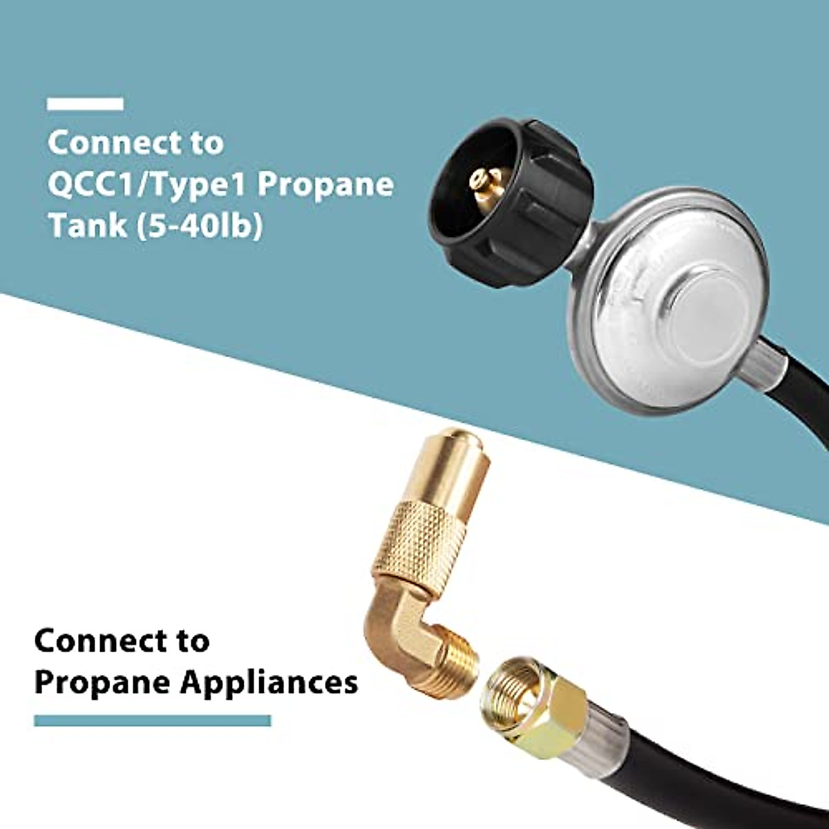 SHINESTAR 5FT Propane Adapter Hose with Regulator for Blackstone 17 & 22 Inch Flat Top Griddle, Propane Elbow Adapter Included, Connect to Large Propane Tank