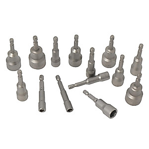 14pcs 6-19mm Quick-Change Magnetic Nut Driver Drill Bit Sets 1/4 inch Hex Shank Metric Socket Wrench Screw Power Tool