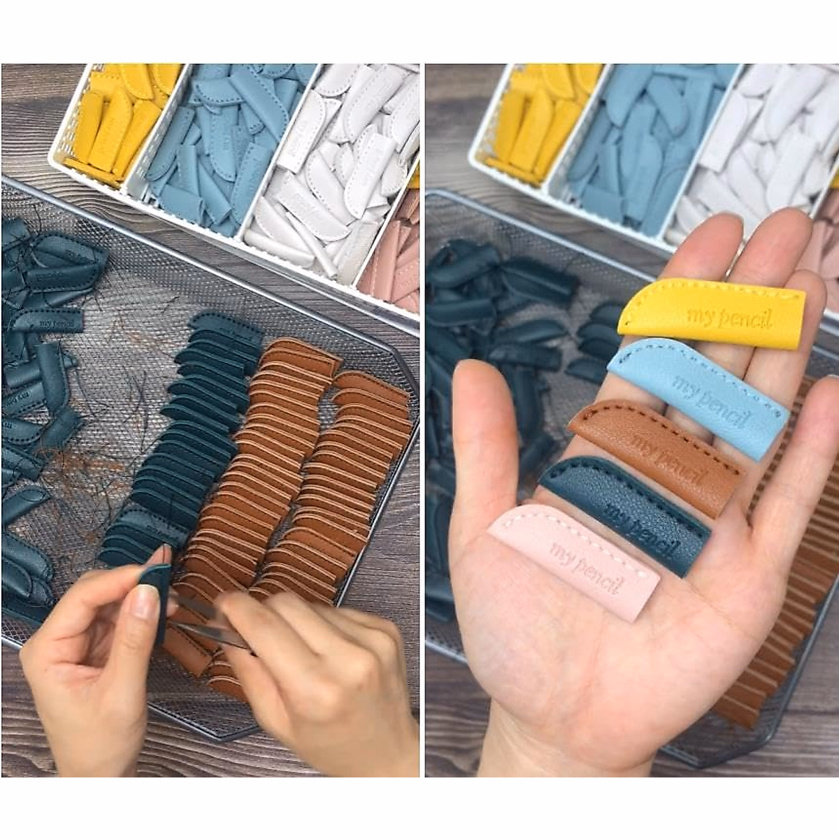 AWESOME MAKE IT, Leather Pencil Cap (3 Pack), Handmade, School & Office Essentials, Pencil Cover, Protector, case, Accessories, 6 Colors (Olive)