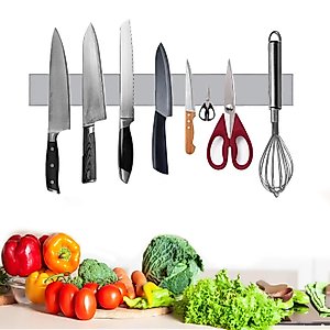 Stainless Steel Magnetic Knife Holder 16 Inch for wall,Multi-Purpose Functionality Adhesive Magnetic knife Strip as Office magnetic tool manager,kitchen Magnetic Tool Organizer.