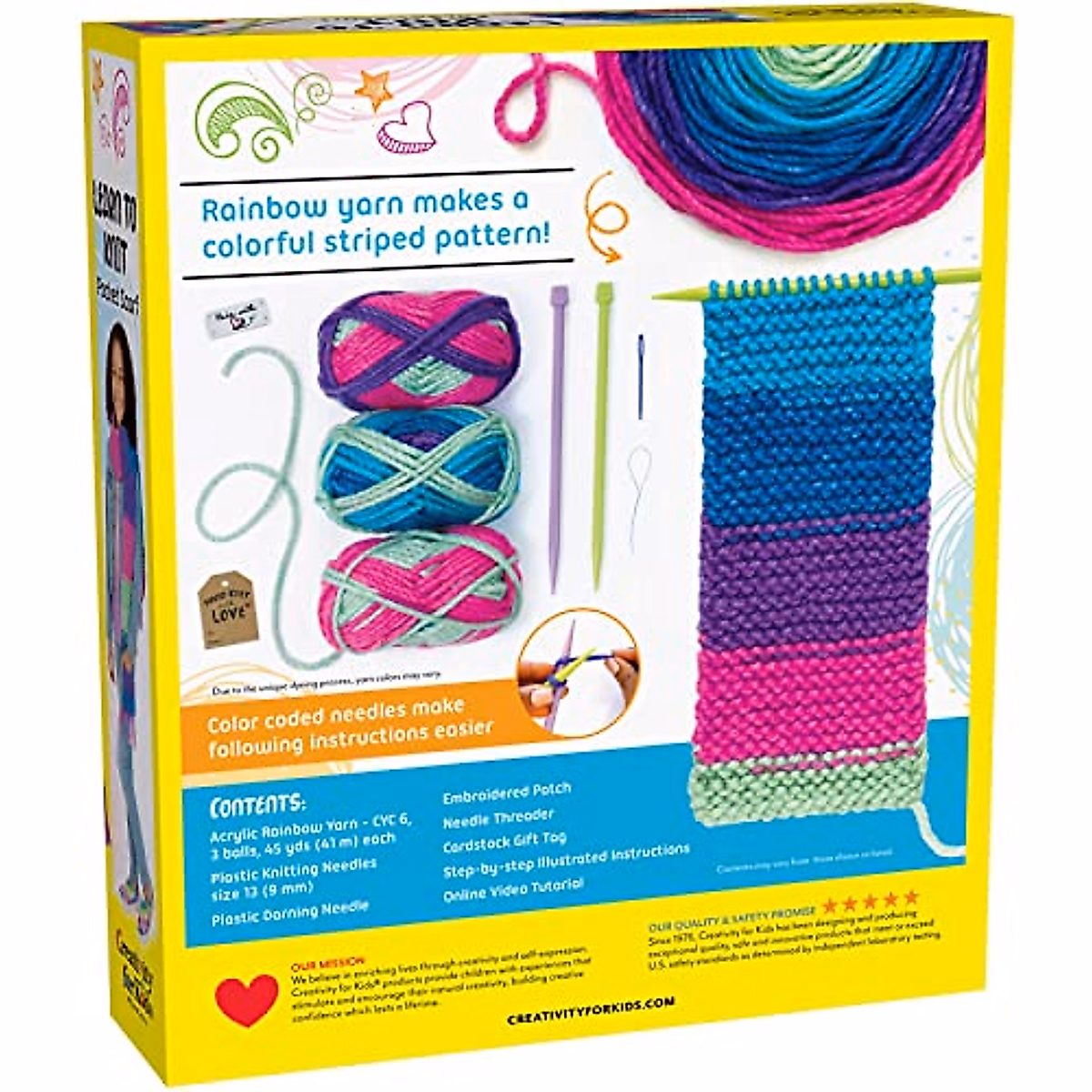 Creativity for Kids Learn to Knit Pocket Scarf - DIY Knitting Kit for Beginners, Kids Craft Kit