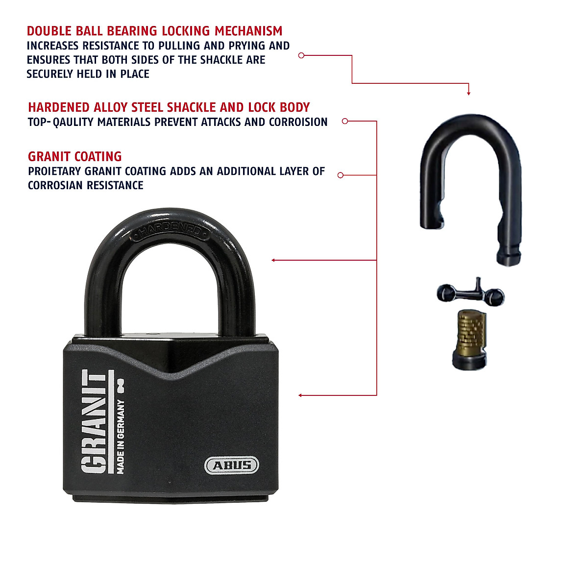 ABUS 37/55 RK KA Granit Alloy Steel Padlock Keyed Alike (Code 5544653)