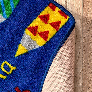 nuLOOM Rainbow Alphabet Area Rug, 8' Round, Blue