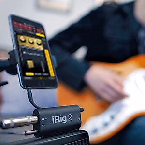 IK Multimedia iRig 2 portable guitar audio interface, lightweight audio adapter for iPhone and iPad with instrument input and headphone/amplfiier outs