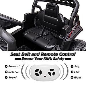 Nasitip 12V Kids Ride On Car Truck w/Parent Remote Control, Spring Suspension, LED Lights, AUX Port, Music (Black, no Tent)