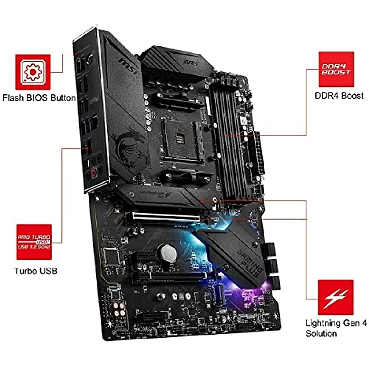 INLAND Performance 1TB NVMe 4.0 M.2 2280 NVMe SSD +AMD Ryzen 5 5600X Desktop Processor Bundle with MSI MPG B550 Gaming Plus ATX Gaming Motherboard