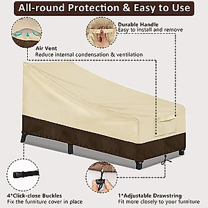 Wanocean Chaise Lounge Cover Outdoor Waterproof, Lounge Chair Cover for Patio Furniture Heavy Duty, UV & Fade Resistant, All Weather Protection