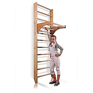 Dani Active Wall Bars with Dip Bars CM-01-220, 87 in Wooden Swedish Ladder Set: Adjustable Pull Up and Dip Bars for Training and Physical Therapy - Used in Homes, Gyms, Clinic, and Schools