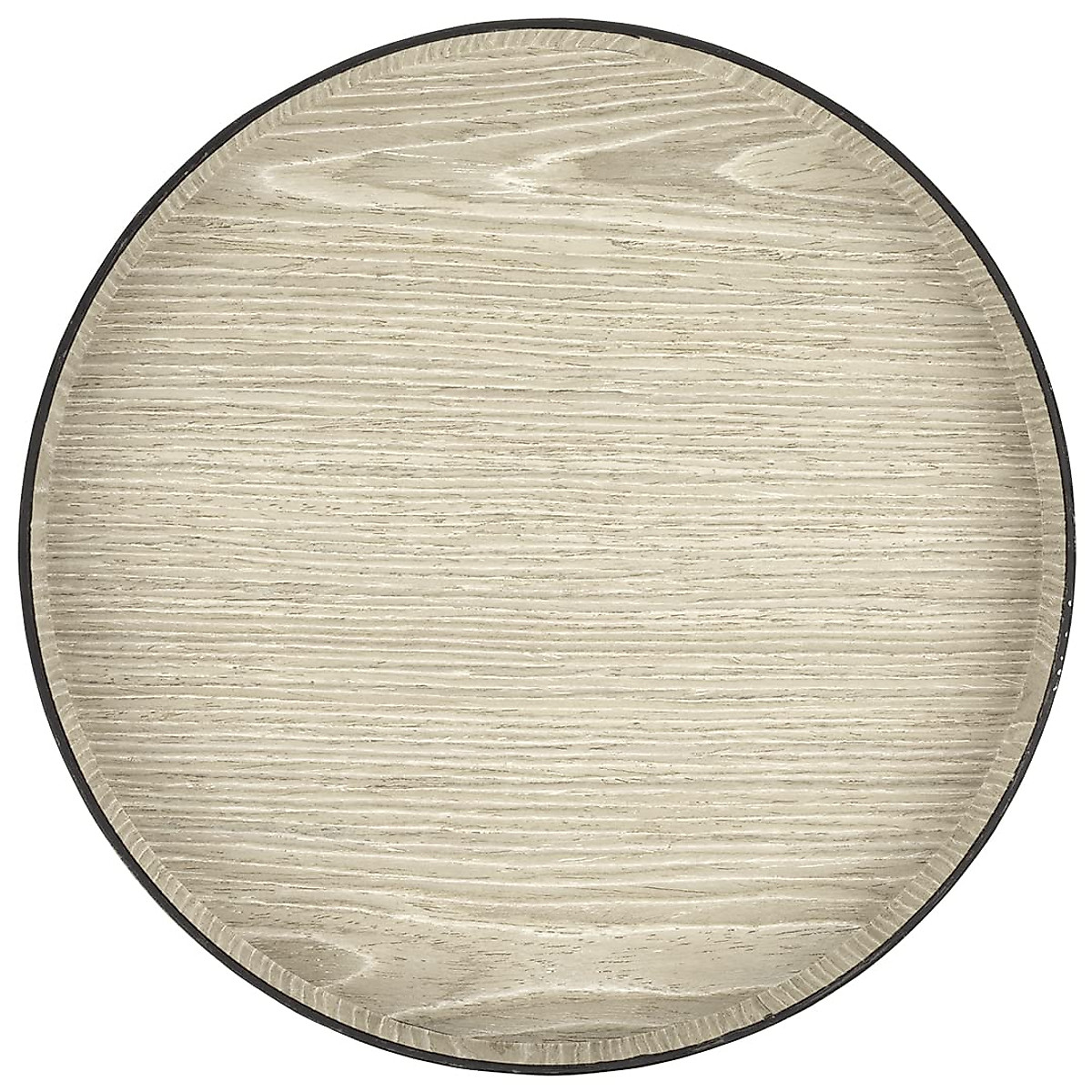 Koyal Wholesale Faux Wood Round Decorative Tray Rustic Wood Tray for Kitchen Counter, Coffee Table, Birch, 1-Pack
