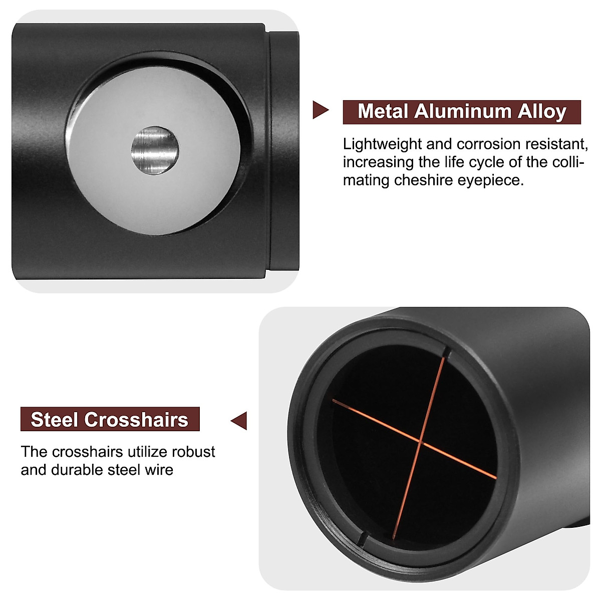 Alstar 1.25Inch Metal Collimating Cheshire Eyepiece Without Laser for Newtonian Reflector Telescope - Long Version