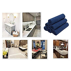 VeraSong Microfiber Kitchen Cleaning Cloth Thick Dish Rags Waffle Weave Washcloths Dish Cloths Ultra Absorbent Odor Free 12inch X 12inch 6 Pack Navy Blue