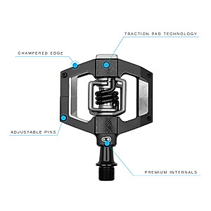 Crankbrothers Mallet Trail Mountain Bike Pedals - Black/Black Spring - MTB Enduro XC Trail Optimized Platform - Clip-in System Pair of Bicycle Mountain Bike Pedals (Cleats Included)