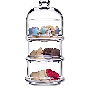UMS 3-tier glass Stackable jar - Clear Apothecary Jars with Lid - Storage Container for Food, Candy, Biscuit, Cookie, Kitchen and Bathroom Organizer, Glass Pantry Jars