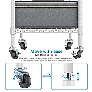 VIPEK V11C Garment Rack Rolling Clothes Rack Heavy Duty Portable Closets with Lockable Wheels Adjustable Metal Wire Shelves Wardrobe White Clothing Rack with Frosted Translucent Cover, Max Load 452LBS
