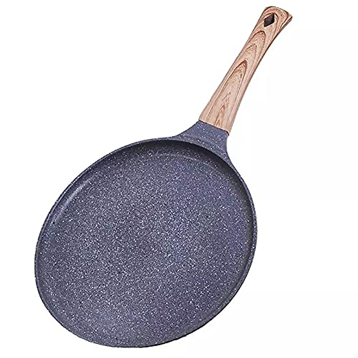 XSMNER 11 Inch Crepe Pan Pancake Pan, Non-stick Pans Frying Pan Household Wooden Handle Pancake Cooking Pan for Omelette, Tortillas, steak, Induction Compatible