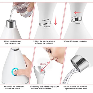 Portable Facial Steamer Nano Face Steamer Warm Mist Home Skin Spa Steamers for Sinuses Acne Pores Cleanse Blackhead Remover Kit Mask Brush