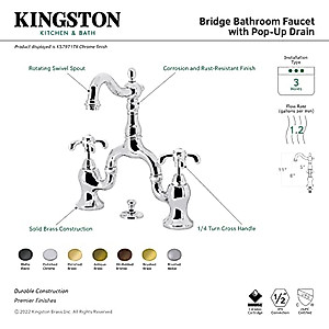 Kingston Brass KS7973TX French Country Bridge Bathroom Faucet with Brass Pop-Up, Antique Brass