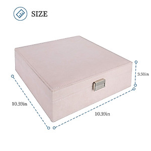 ProCase Velvet Jewelry Box Organizer for Women, 2 Layer Jewelry Display Storage Holder Case for Necklace Earrings Bracelets Rings -Pink