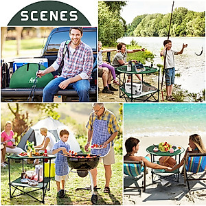 LESES Portable Beach Table, Folding Picnic Table with Carry Bag for Outdoors Fold Up Lightweight Camping Table with 4 Cup Holder, Travel Camping Tables for Party, Hiking, Fishing, Tailgating