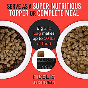 FIDELIS High Protein Grain-Free Freeze-Dried Raw Dog Food, Mixer, Animal Protein, Omega 3, Glucosamine, Cranberries, Blueberries, Active Dogs Small & Large, Adult & Puppy, Made in USA, Beef, 2 lbs