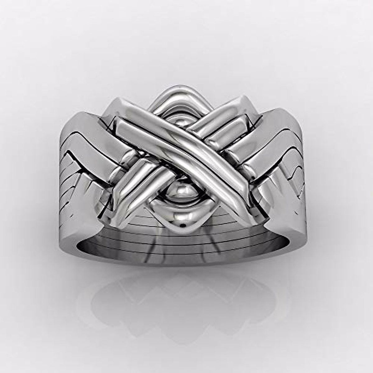 OFLIUM Puzzle Ring 8 Band Handmade Classical Tradational Turkish Puzzle ring 925 Sterling Silver eight pieces wrapped interlocking Knott inspired stacking Ladies men Stacking elegance Unique ring for