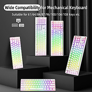 108 Key Double Shot PBT Pudding Keycaps with Translucent Layer Keycap Puller for Standard Full 104Key Compact 61Key/68Key/87Key/96Key Mechanical Keyboard MX Switch DIY Keycap(White Keycaps)