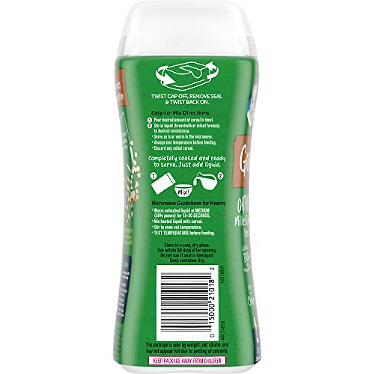 Gerber Organic for Baby Grain & Grow 2nd Foods Cereal, Oatmeal Millet Quinoa Cereal, USDA Organic & Non-GMO Baby Cereal, 8 - Ounce Canister (Pack of 3)