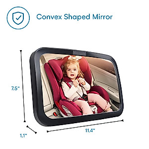 Enovoe Baby Car Mirror with Cleaning Cloth - Wide Convex Back Seat Baby Mirror is Shatterproof and Adjustable - 360 Swivel Rear Facing Car Seats Mirror Helps Keep an Eye on Your Infant car baby mirror