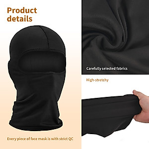 WOWSTAR Black Balaclava Ski Mask, UV Protection for Men and Women, Skiing, Snowboarding, Motorcycle