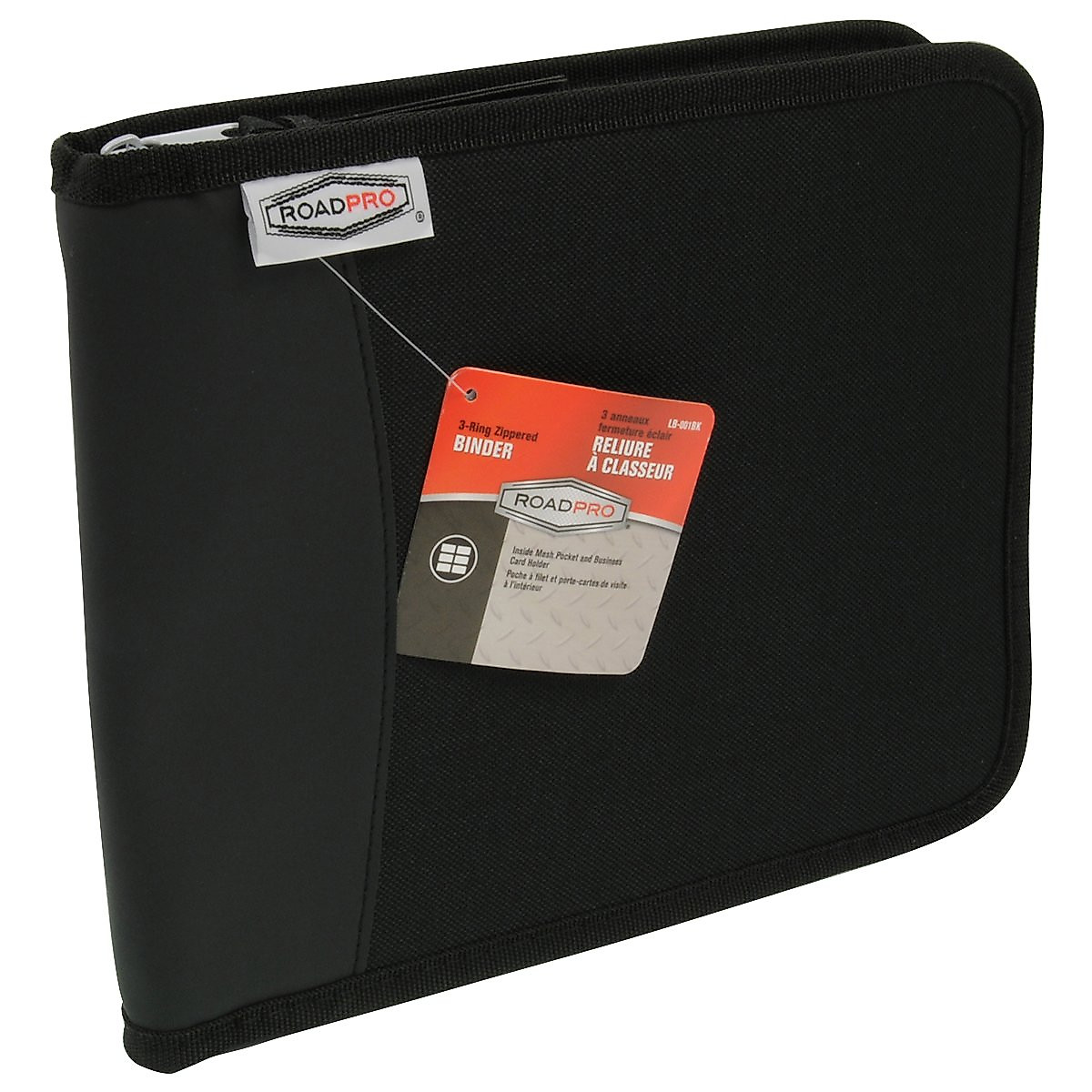 RoadPro 3-Ring Zippered Binder for Loose-Leaf Log Sheets, Black, LB-001BK, 10.5" x 8.5"