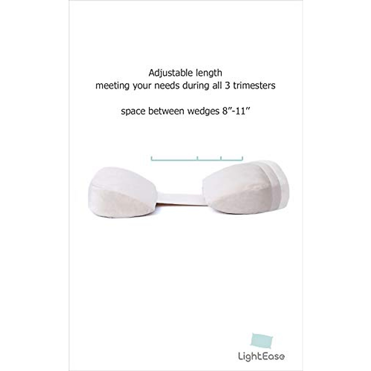 LightEase Memory Foam Pregnancy Side Sleeping Pillow Double Wedge for Body, Belly, Back Support