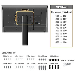 Swivel Floor TV Stand for 32-70 Inch TVs - Universal Height Adjustable TV Floor Stand with Shelves Perfect for Bedroom and Corner, TV Mount Stand VESA 600x400mm Holds up to 88lbs, Black