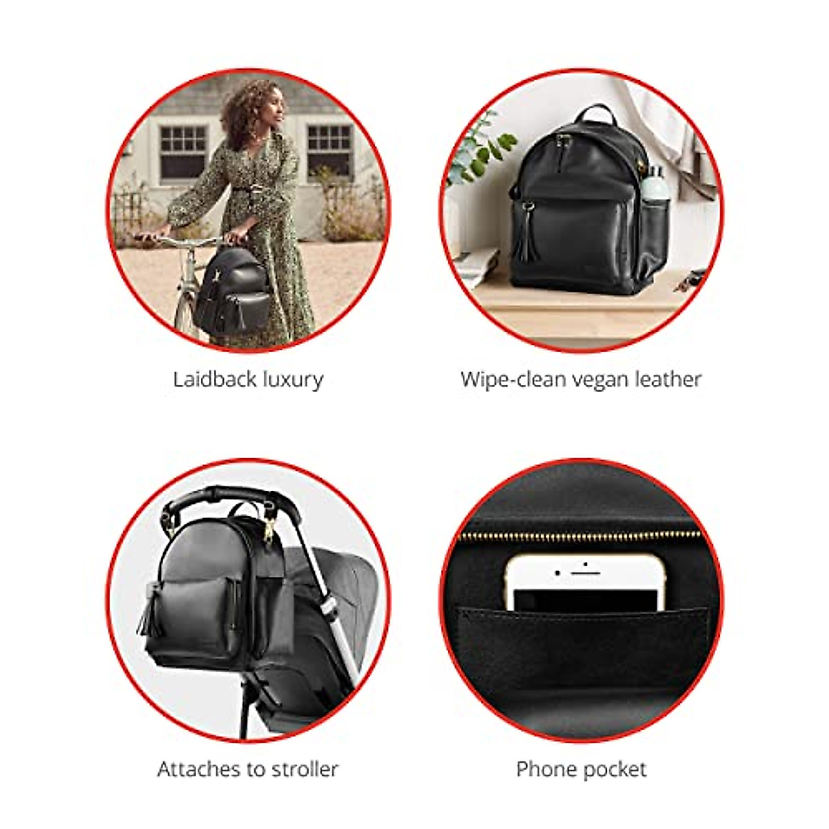 Skip Hop Diaper Bag Backpack: Greenwich Multi-Function Baby Travel Bag with Changing Pad and Stroller Straps, Vegan Leather, Black (Discontinued by Manufacturer)