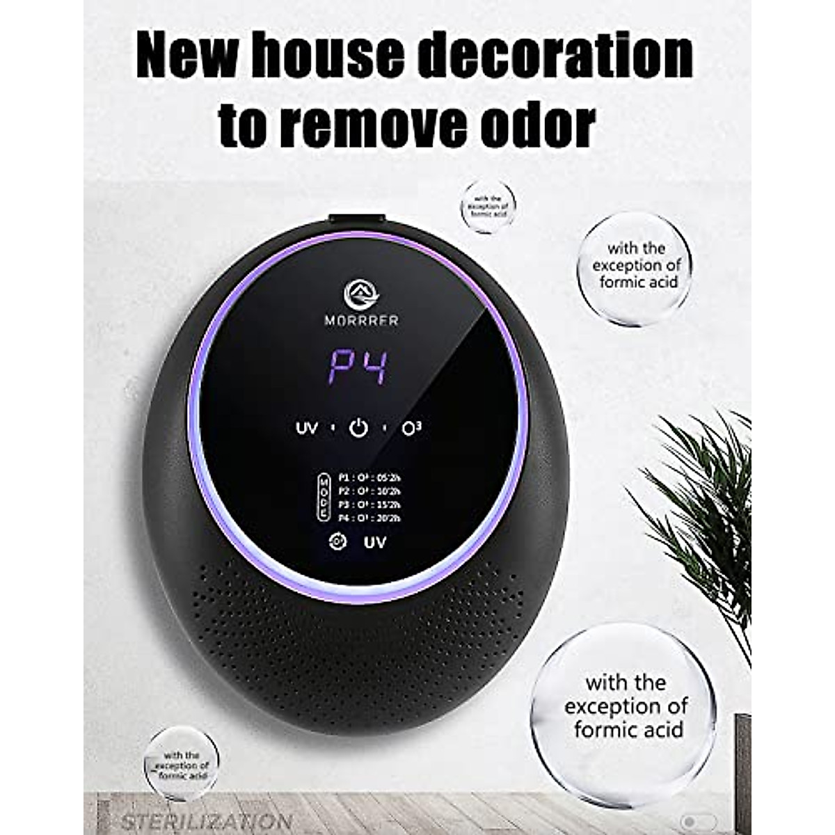 Morrrer Ozone Machine Odor Removal for Home & Pets, Portable Generator with 10,000mAh Battery, Eliminator Home, Smoke , Room Deodorizer Closet, Toilet