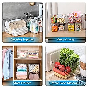 VOMOSI Large Clear Plastic Storage Bins with Lids - 6 Pack Stackable Bins for Pantry Organization, Office, and Bathroom Kitchen