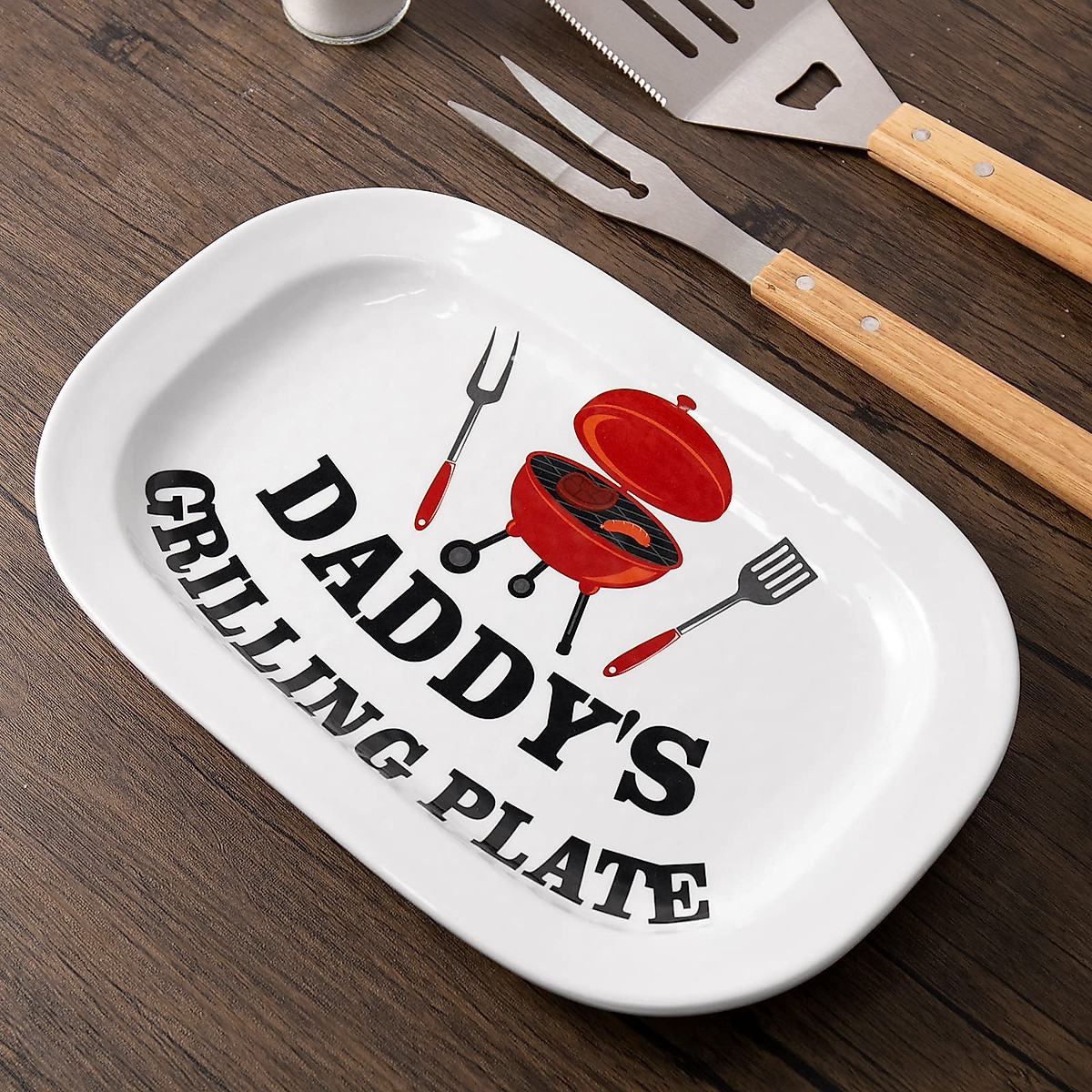 Nefelibata BBQ Daddy Grilling Platter Gift Father’s Day Barbecue Serving Tray Plate Dishes Birthday Valentine's Day Gift Ideas for Him Men Grandparent Dad Outdoor Indoor