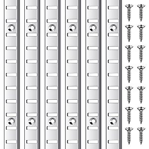 Yaocom 6 Pcs 36 Inch Shelf Pilaster Metal Mortise Mount Pilaster Strip Adjustable Shelf Standards for Wall Shelving System Closet Organization Storage, Silver (Silver)