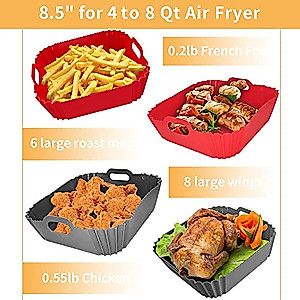 Chunyee 2 Pcs 8.5 in Air Fryer Silicone Liners, with Heat-Proof Gloves Silicone Air Fryer Liners, Easy to Clean Air Fryer Liners Silicone Square, Non-Stick Air Fryer Liners Reusable Fit 4 to 8 Qt