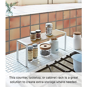 Yamazaki Home Kitchen Rack - Counter Storage Shelf Organizer Steel + WoodWhite