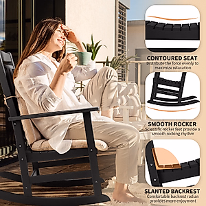 FUNBERRY Patio Rocking Chairs,Poly Lumber Rocker,All Weather Rocking Chair Outdoor,High Back Porch Rocker,Cracker Barrel Rocking Chairs for Porch,360lbs