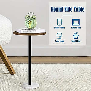 Round Side Table Set of 2 Small End Table Accent Table for Small Spaces Round Coffee Table Wood Rustic Nightstand Bedside Table Outdoor Side Table Living Room Bedroom Balcony Brown