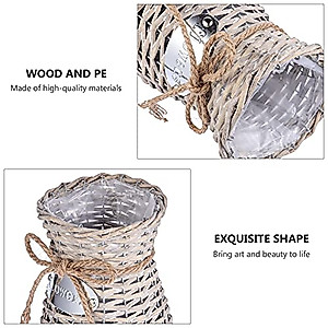 Cabilock Shabby Chic Wicker Vase Rustic Rattan Woven Flower Basket Farmhouse Platner Garden Plant Baskets Natural Flower Pot Wedding Table Centerpiece